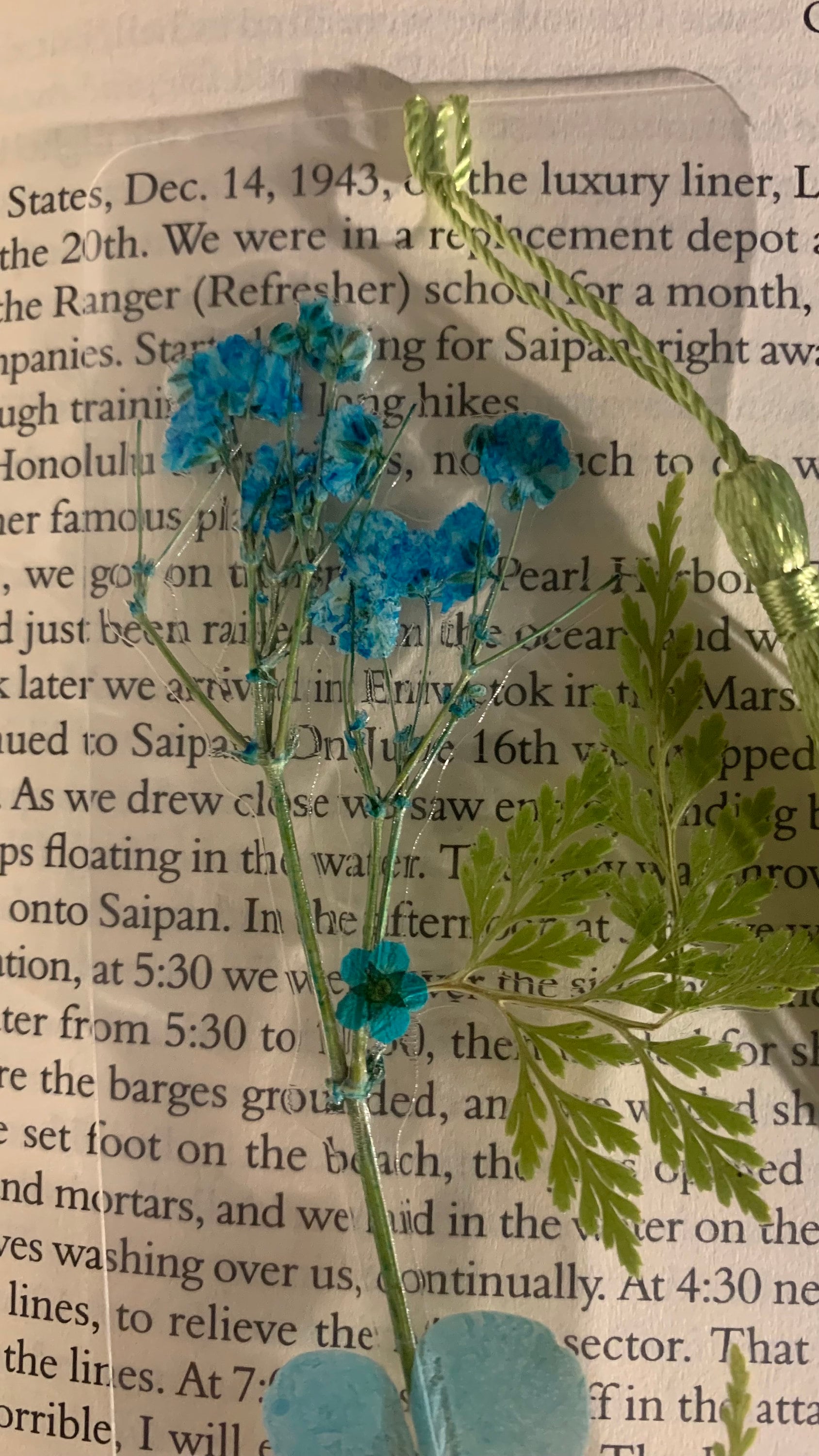 Light Blue and Green Pressed Flower Bookmark With Tassel | Gifts for ...