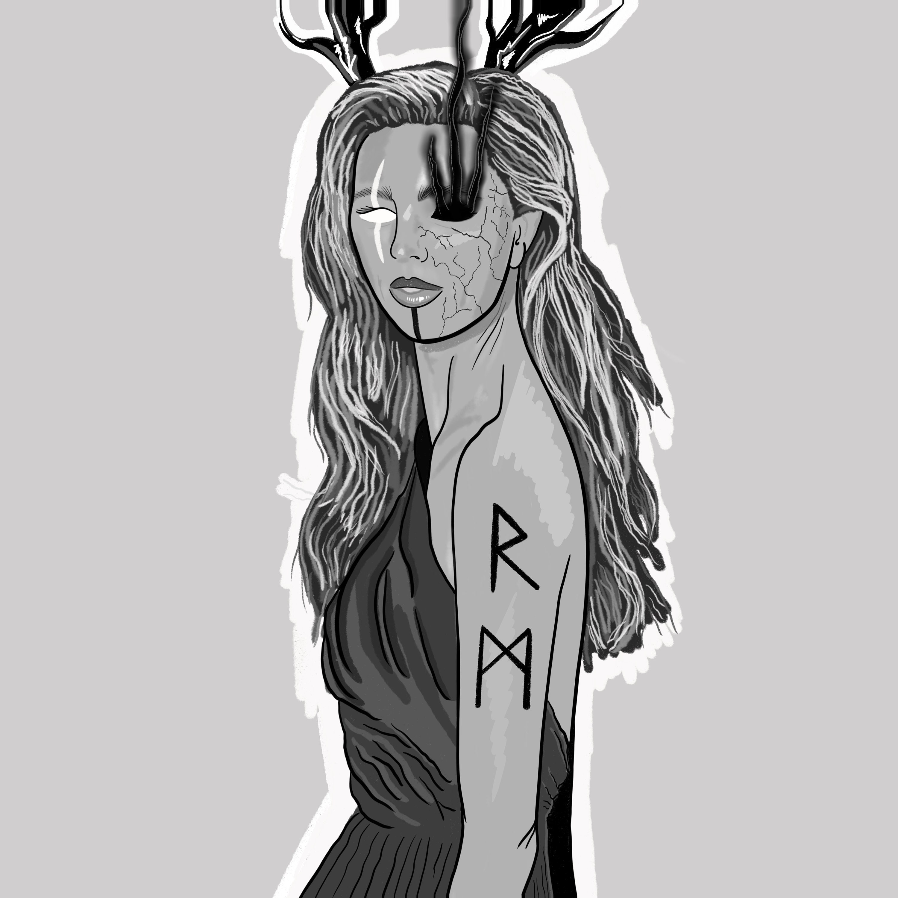 Hel Art Print | Digital Art | Art Poster | Black and White Art ...