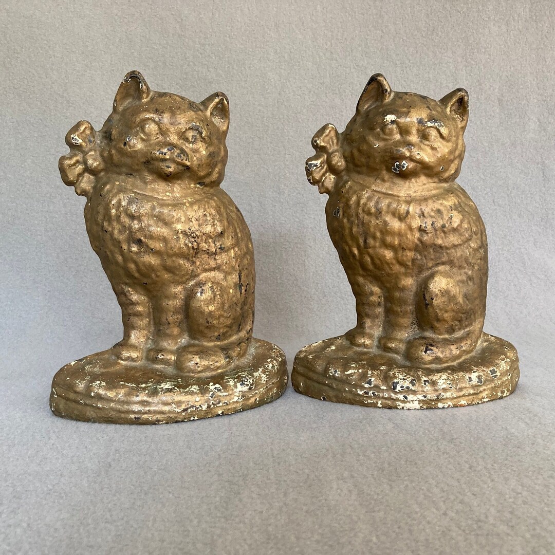 Pair of Antique 1920's Hubley "cat With Bow" Cast Iron Victorian ...