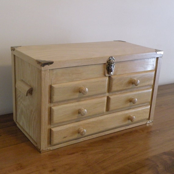 Large Wooden Tool Chest Style Jewelry or Storage Box … - Gem