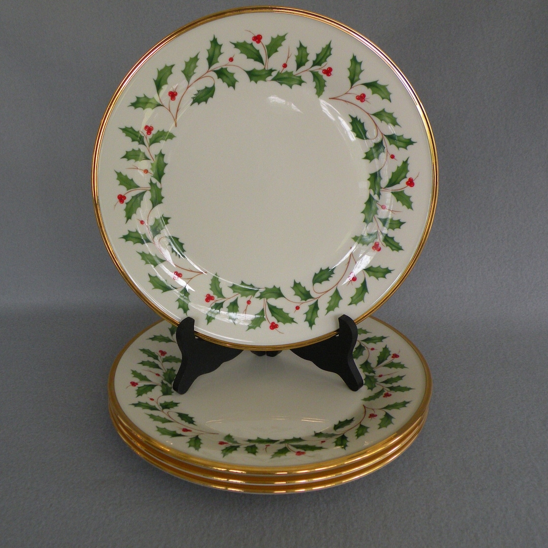 Set of 4 Lenox Dimension Collection Holiday Holly Dinner - Etsy
