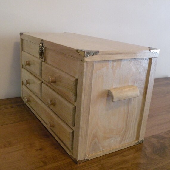 Large Wooden Tool Chest Style Jewelry or Storage Box … - Gem