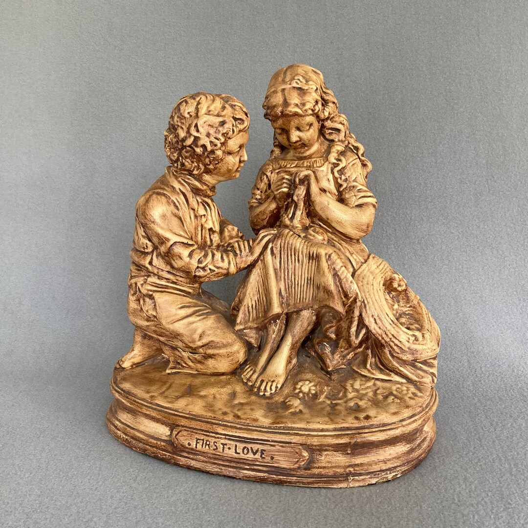 Vintage "first Love" Large Heavy Chalkware Ceramic Sculpture of ...