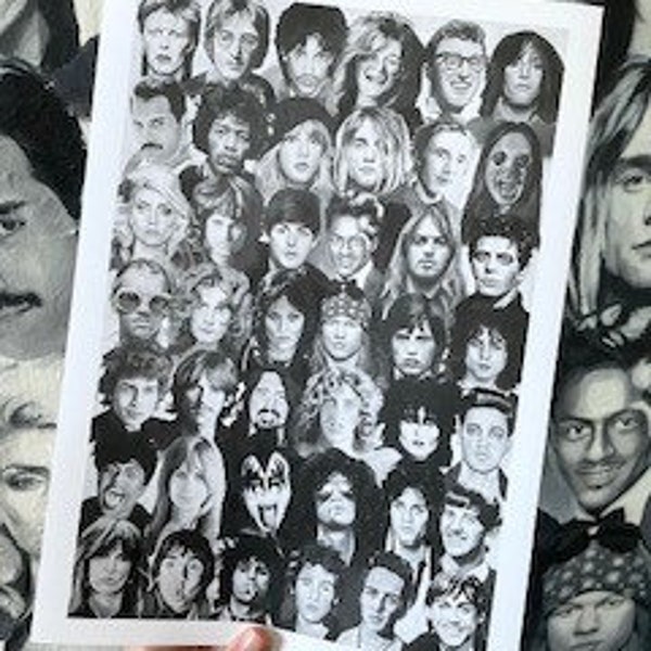 Rock Star Black and White Wall Art - Etsy