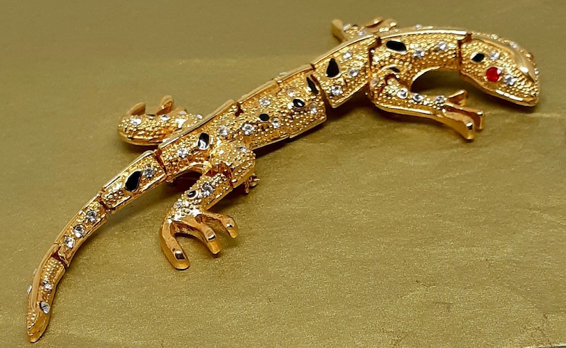 Vintage Lizard/gecko Pin/brooch Goldtone/rhinestones - Etsy