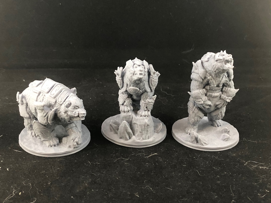 Set of 3 Battle Bears - 28mm Scale Miniatures for Tabletop Rpgs - Etsy