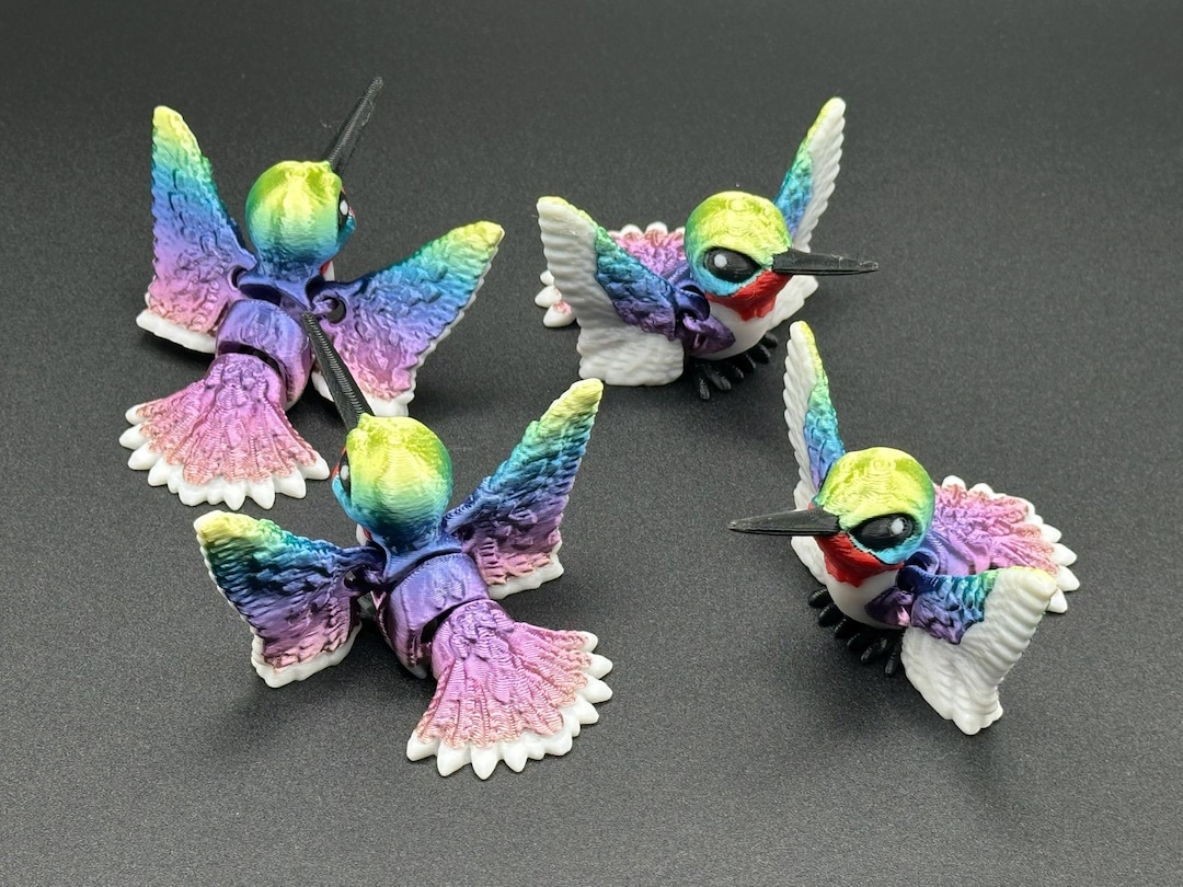 Rainbow Articulated Hummingbird – 3D Printed Fidget Toy - Etsy