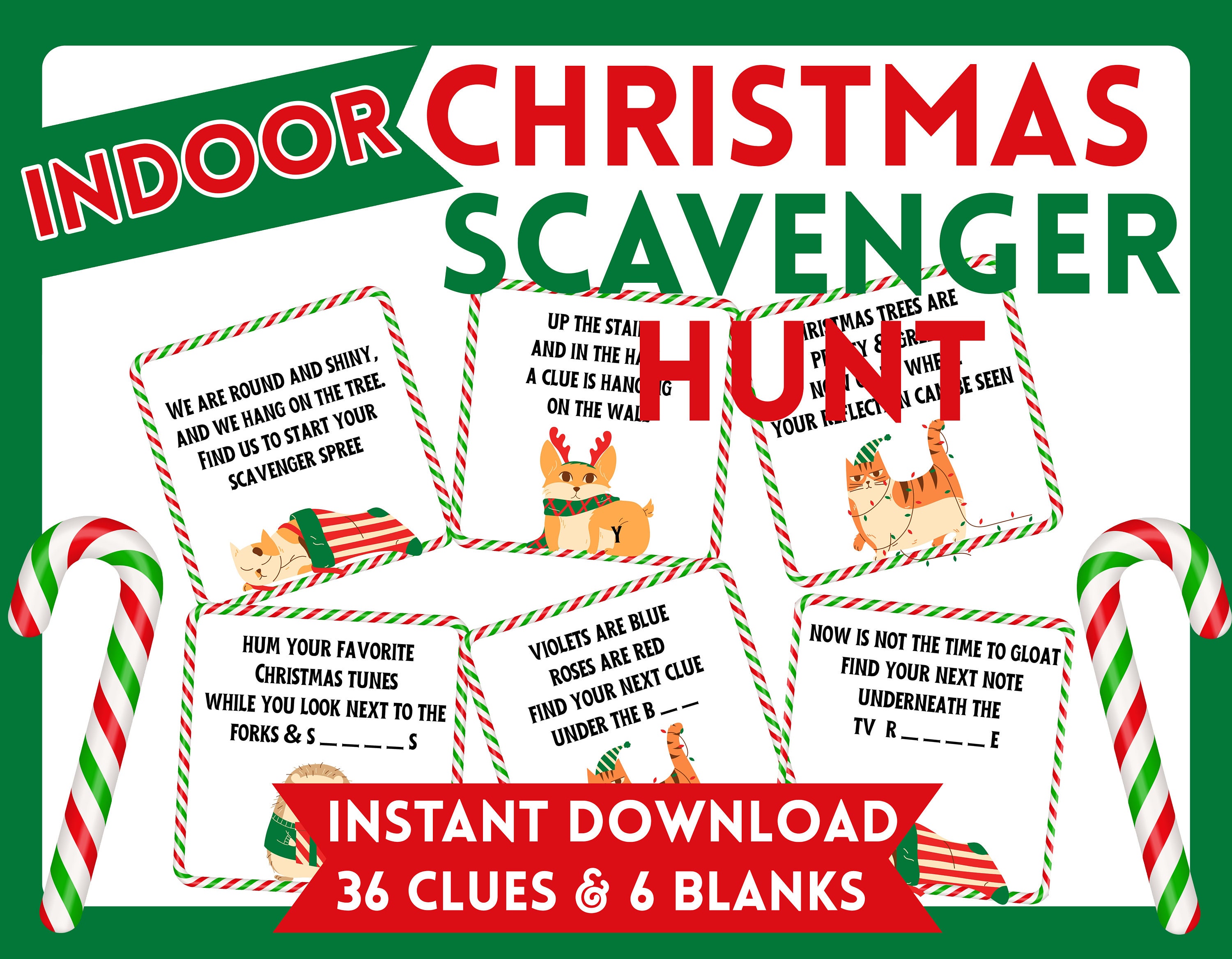 Christmas Scavenger Hunt Printable for Kids / Blank Template - Etsy