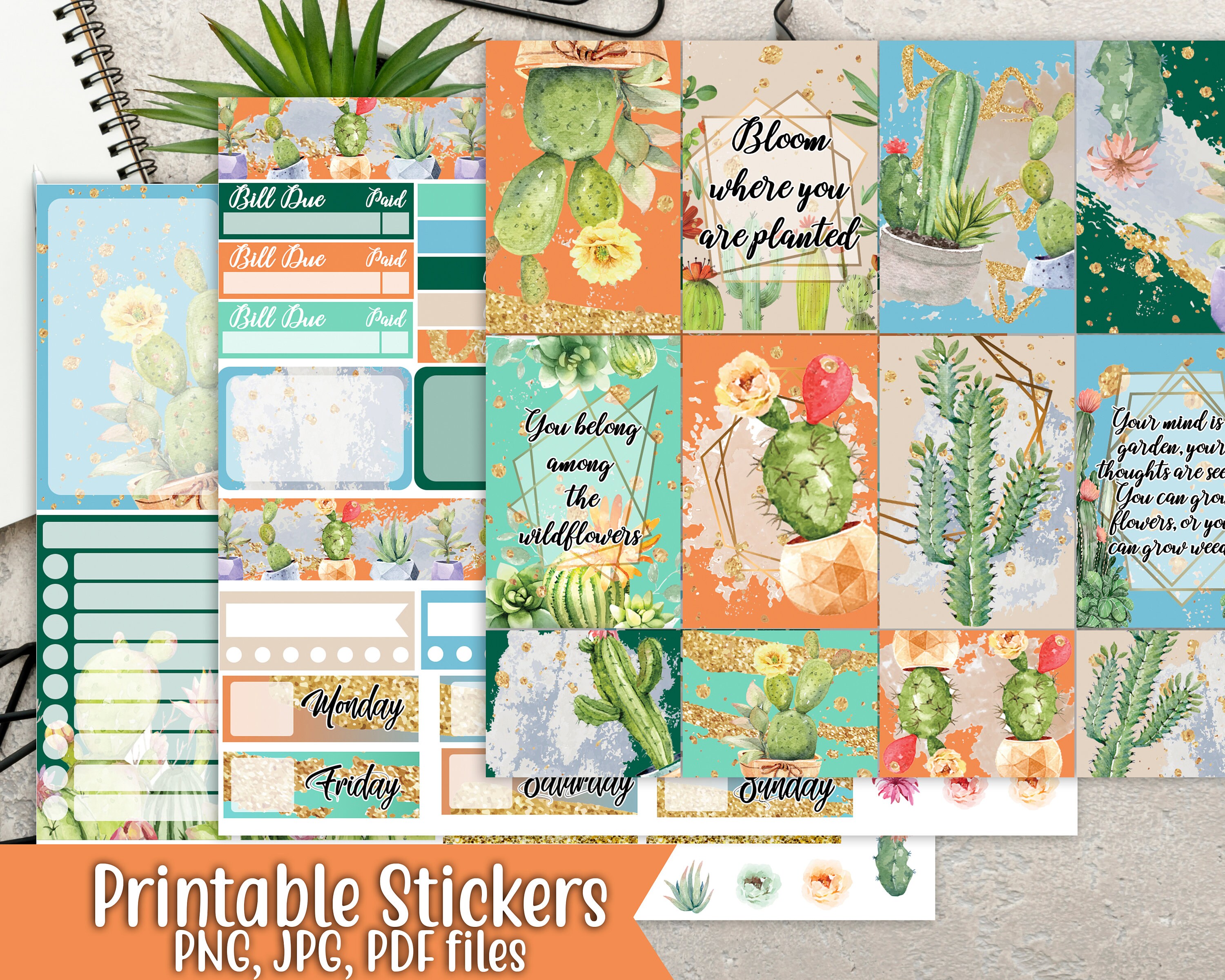 Printable Happy Planner Cactus Love Sticker Planner Weekly Kit Digital ...