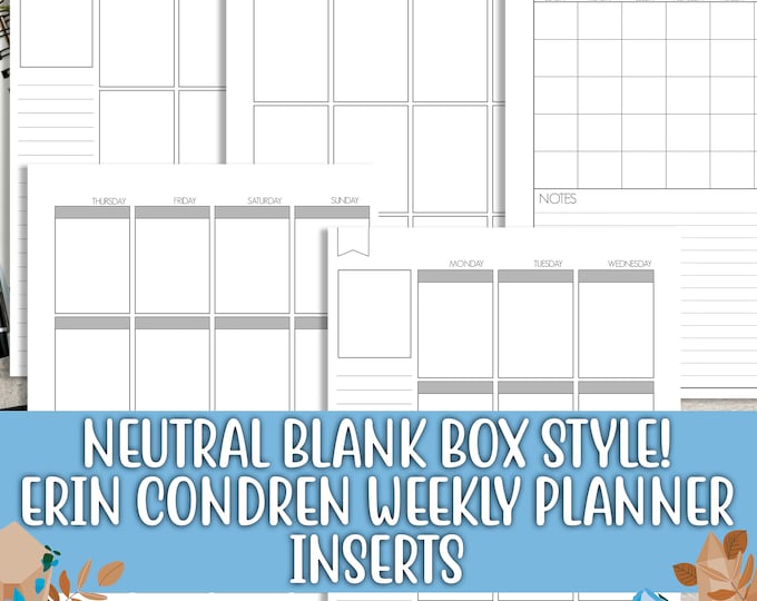 Blank Undated Box Style Erin Condren Digital & Printable | Etsy