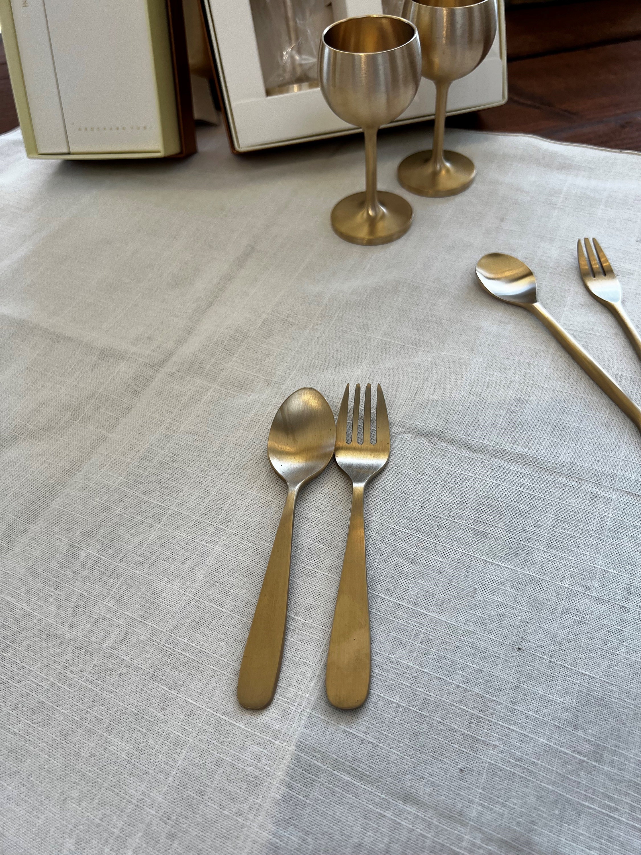 Korean Premium Bronzeware BANGJJA YUGI 한국 유기 놋그릇 - Tea Fork Tea Spoon ...