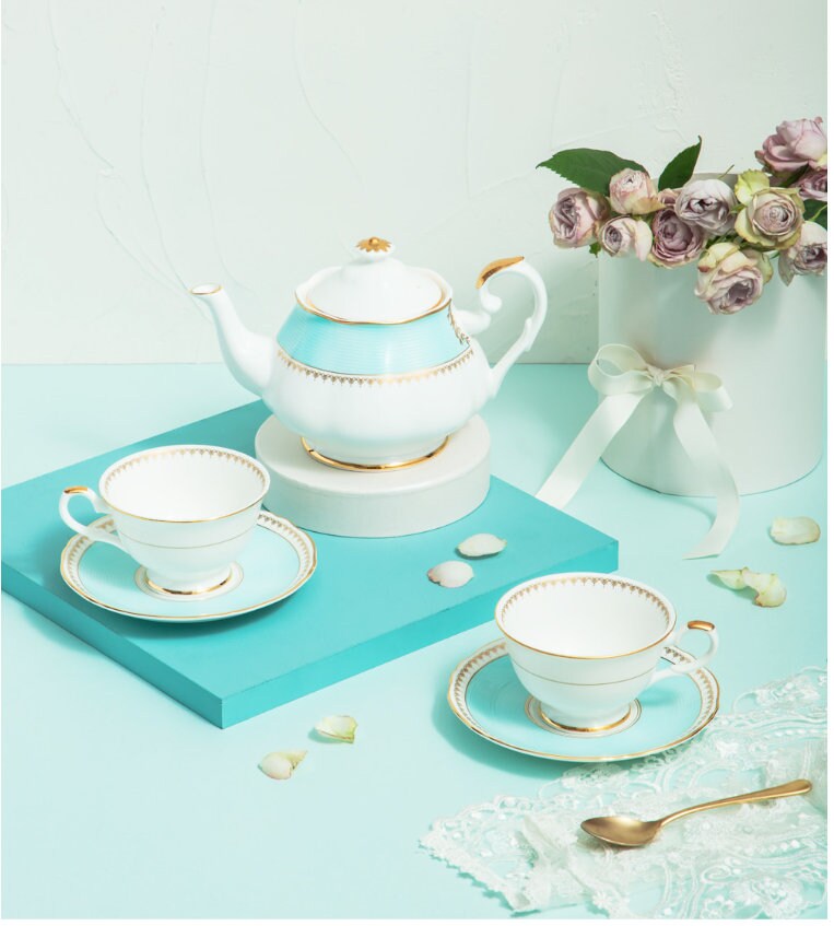 Hankook Chinaware [royal] Pale Blue Coffee/tea 2 Sets (4pc), With Tea ...