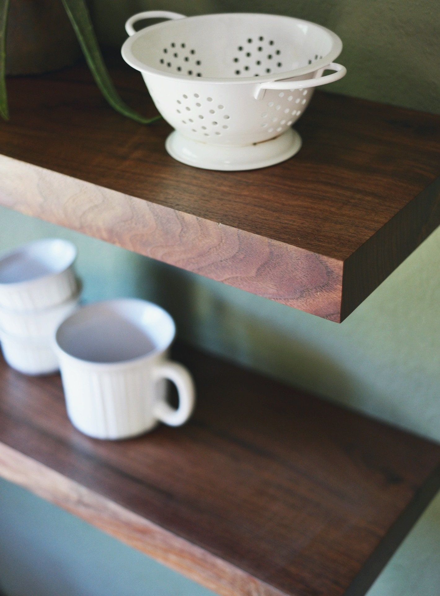 Walnut Floating Shelves With Bracket Dark Wood Floating - Etsy