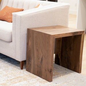 Solid Walnut End Table, Modern Waterfall Side Table Solid Wood End Table, Walnut or White Oak ...