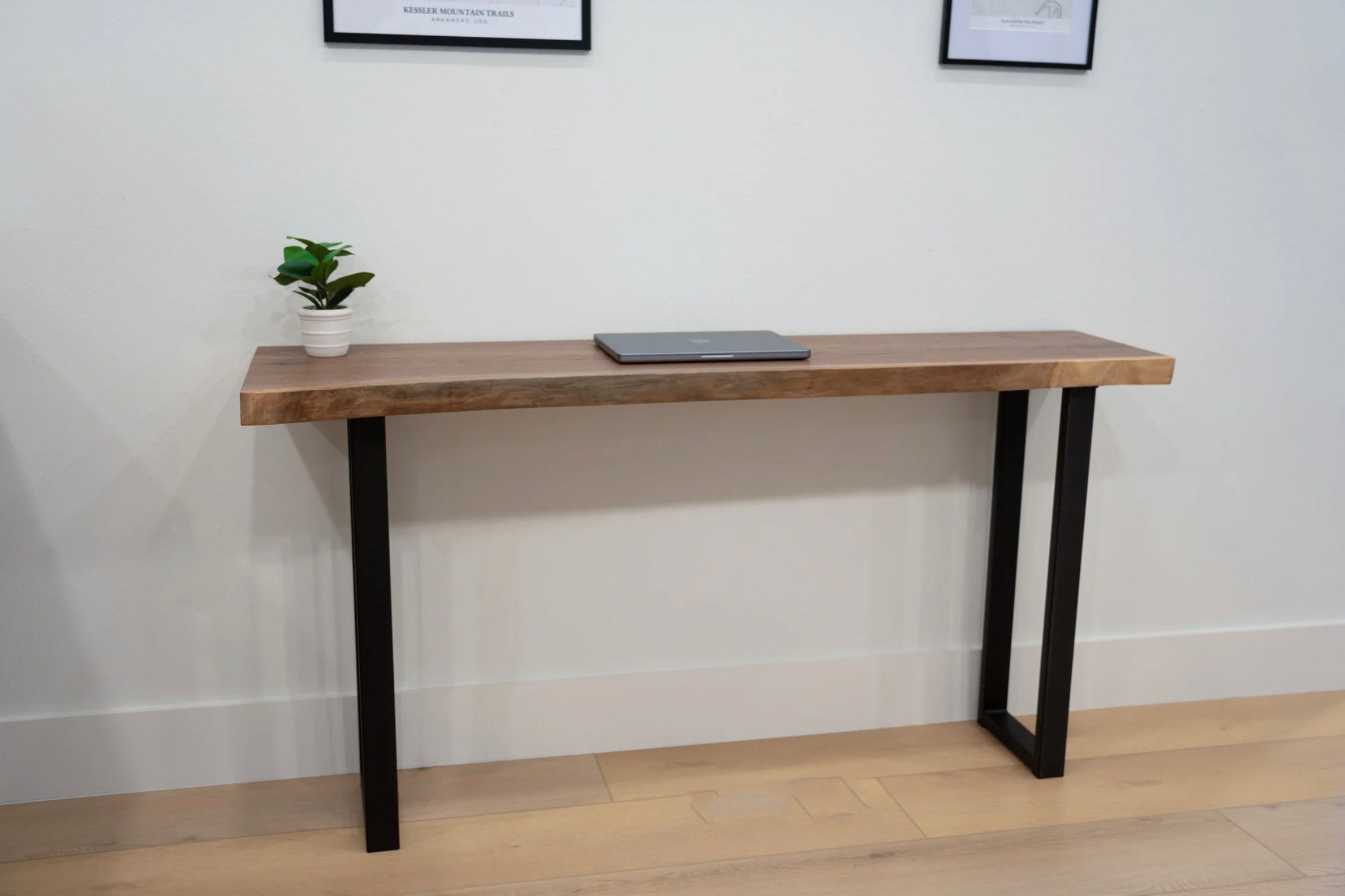Live Edge Walnut Narrow Desk - Any Size - Handmade Black Walnut ...