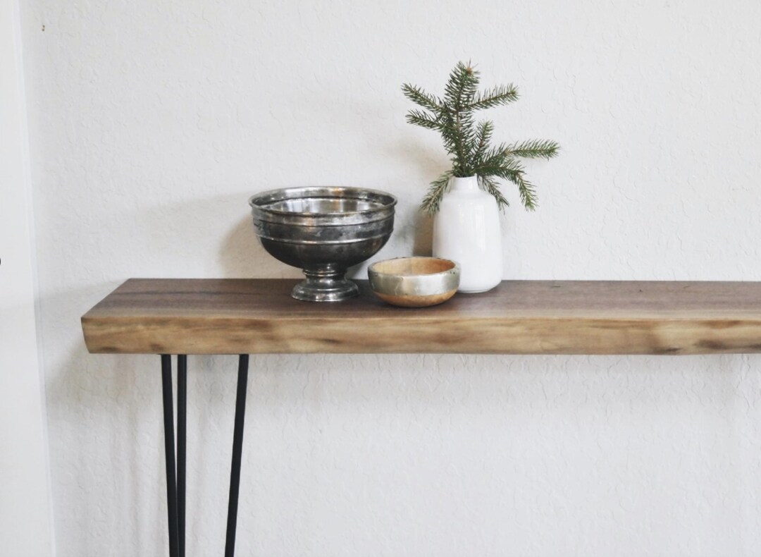 Narrow Console Table in Solid Walnut or Maple With Hairpin Legs - Farmhouse Entry Table, Wall ...