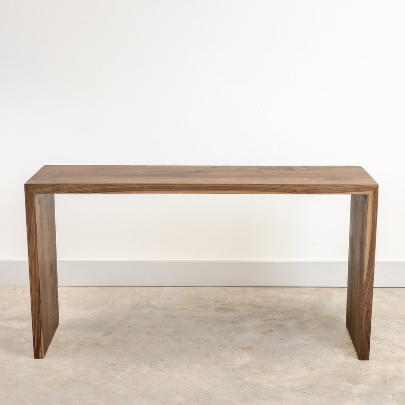 Walnut Waterfall Console Table Handmade Straight Edge Console - Etsy