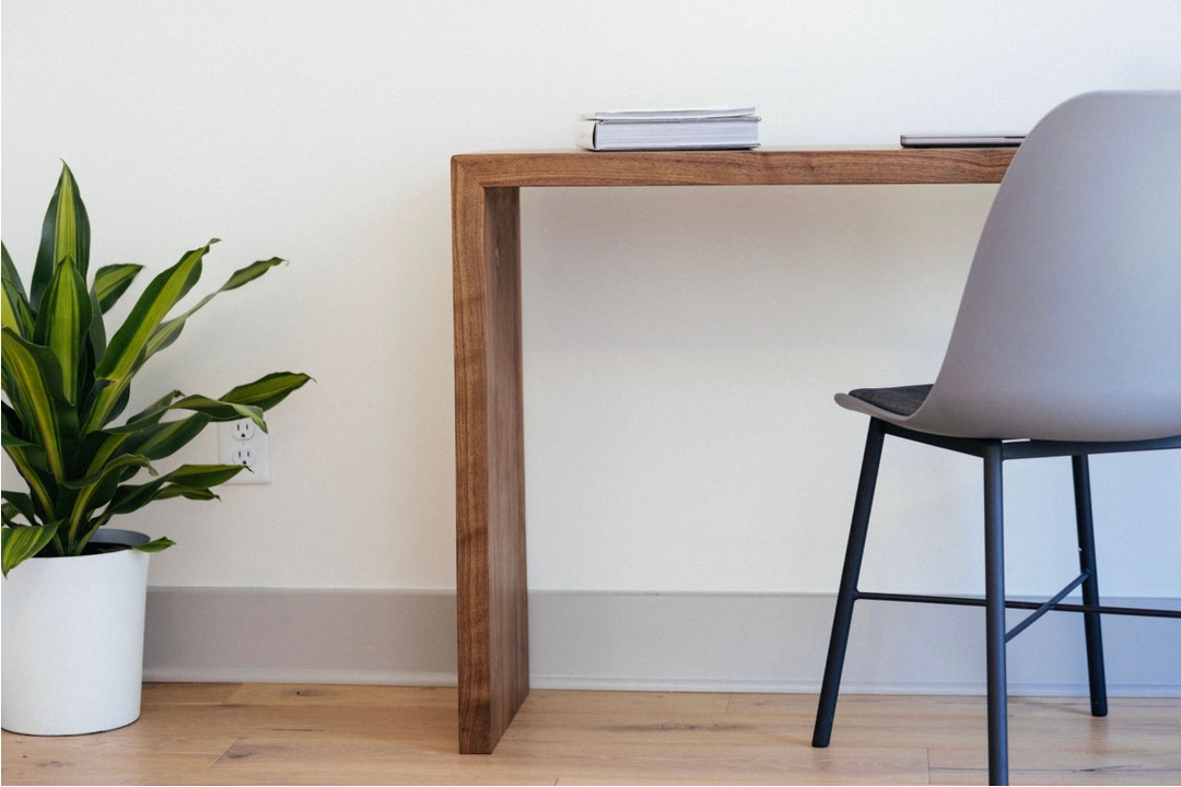 Walnut Waterfall Desk Handmade Straight Edge Desk Cascading Collection ...