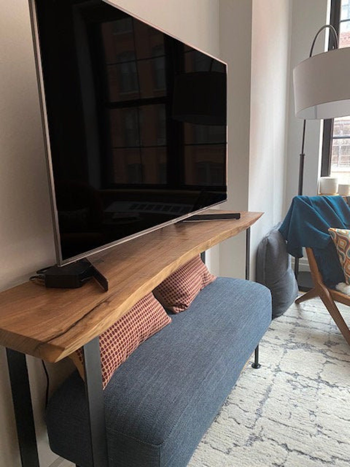 Handmade Live Edge Walnut TV Stand – Mid Century Modern Table - Etsy