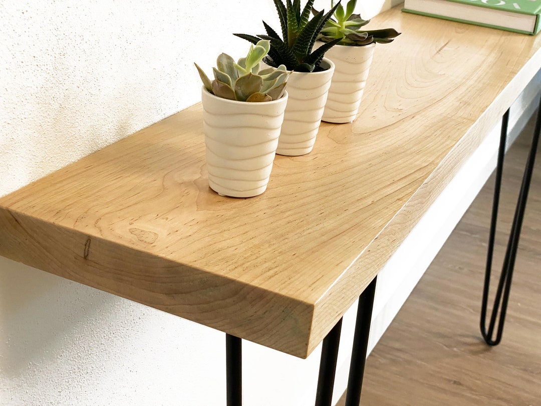 Narrow Console Table in Solid Walnut or Maple With Hairpin Legs - Farmhouse Entry Table, Wall ...