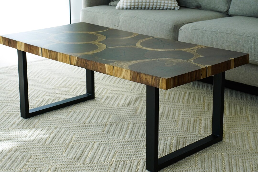 Eclipse Solid Walnut Coffee Table, Solid Wood Coffee Table, Unique Coffee Table With Metal Legs ...