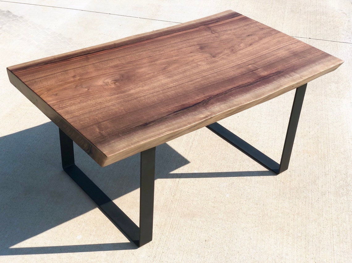 Walnut Coffee Table Solid Wood Slab Natural Live Edge - Etsy
