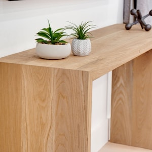 Modern Oak Waterfall Entry Table - Modern Wood Entry Table, TV Console ...