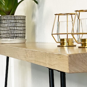 Narrow Console Table in Solid Walnut or Maple With Hairpin Legs - Farmhouse Entry Table, Wall ...