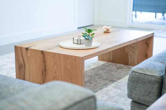 Modern Waterfall Coffee Table White Oak Mid Century Modern Minimalist Walnut Coffee Table Modern Wooden Coffee Table Large Coffee Table Etsy