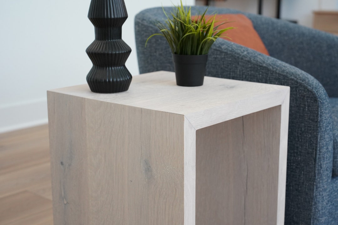 White Oak End Table, White Waterfall End Table, Modern Side Table Solid Wood End Table, Solid ...