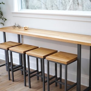 Customizable Solid Oak Bar Table - Bar Top, Modern Bar W/o Stools ...