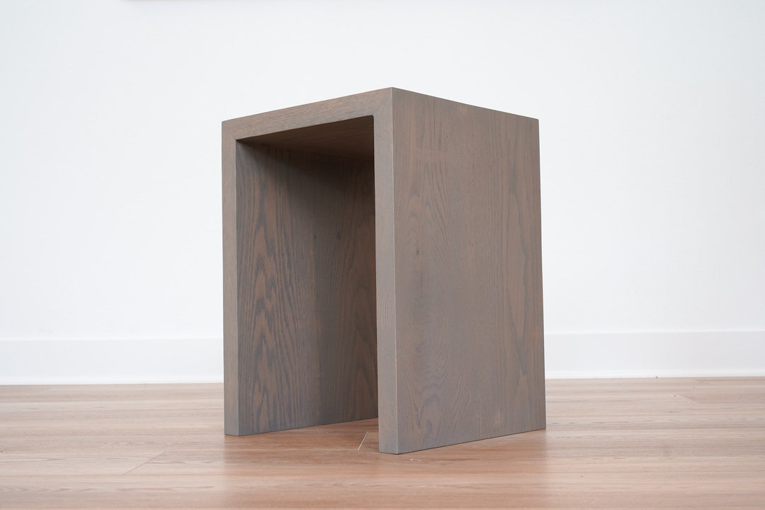 Oak End Table, Dark Grey Waterfall End Table, Modern Oak Side Table ...