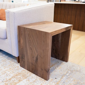 Solid Walnut End Table, Modern Waterfall Side Table Solid Wood End Table, Walnut or White Oak ...