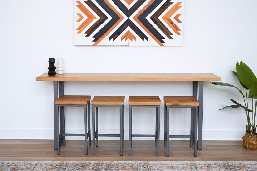 Customizable Solid Oak Bar Table - Bar Top, Modern Bar W/o Stools ...