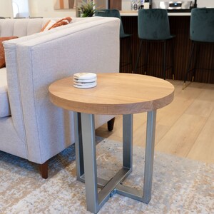 Walnut Round End Table - Solid Wood Round Side Table for Living Room or Bedroom Night Stand ...