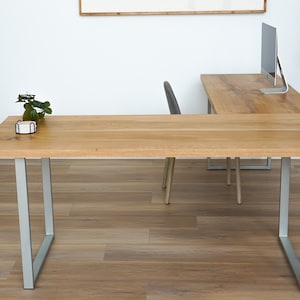 Customizable Solid Oak L Shaped Computer Desk, Solid Wood L Shape Desk ...