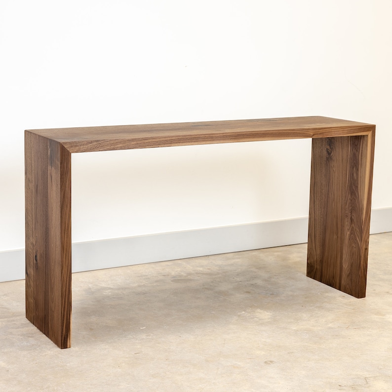 Walnut Waterfall Console Table Handmade Straight Edge Console - Etsy