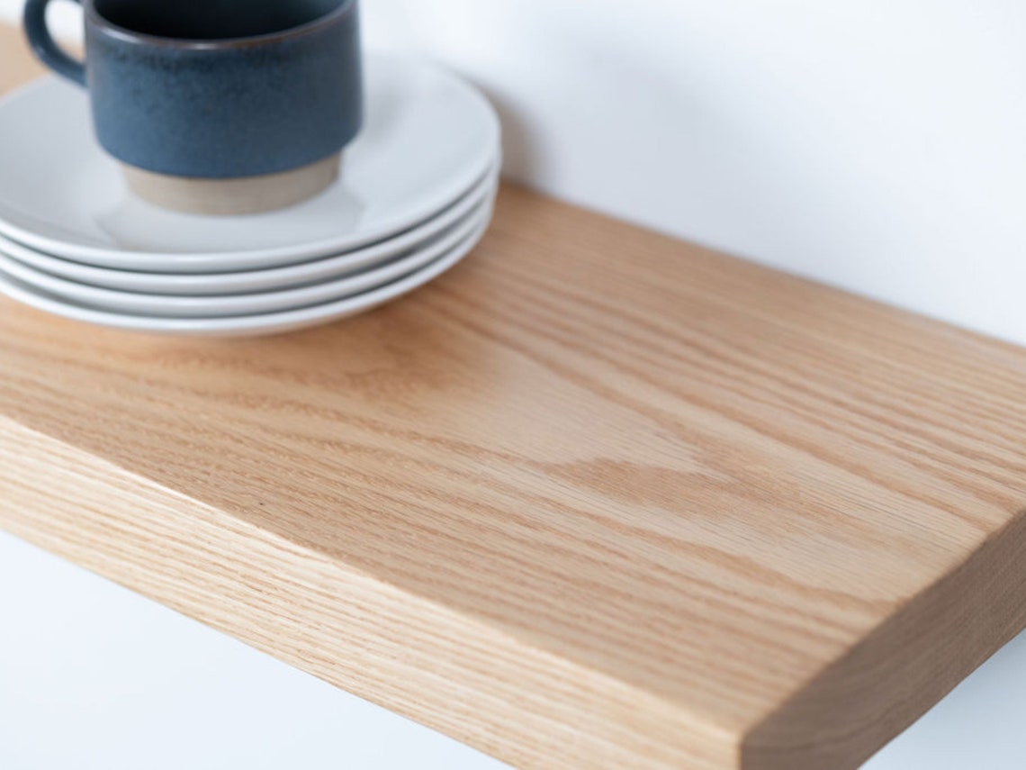 White Oak Floating Shelf With Bracket Light Wood Floating - Etsy