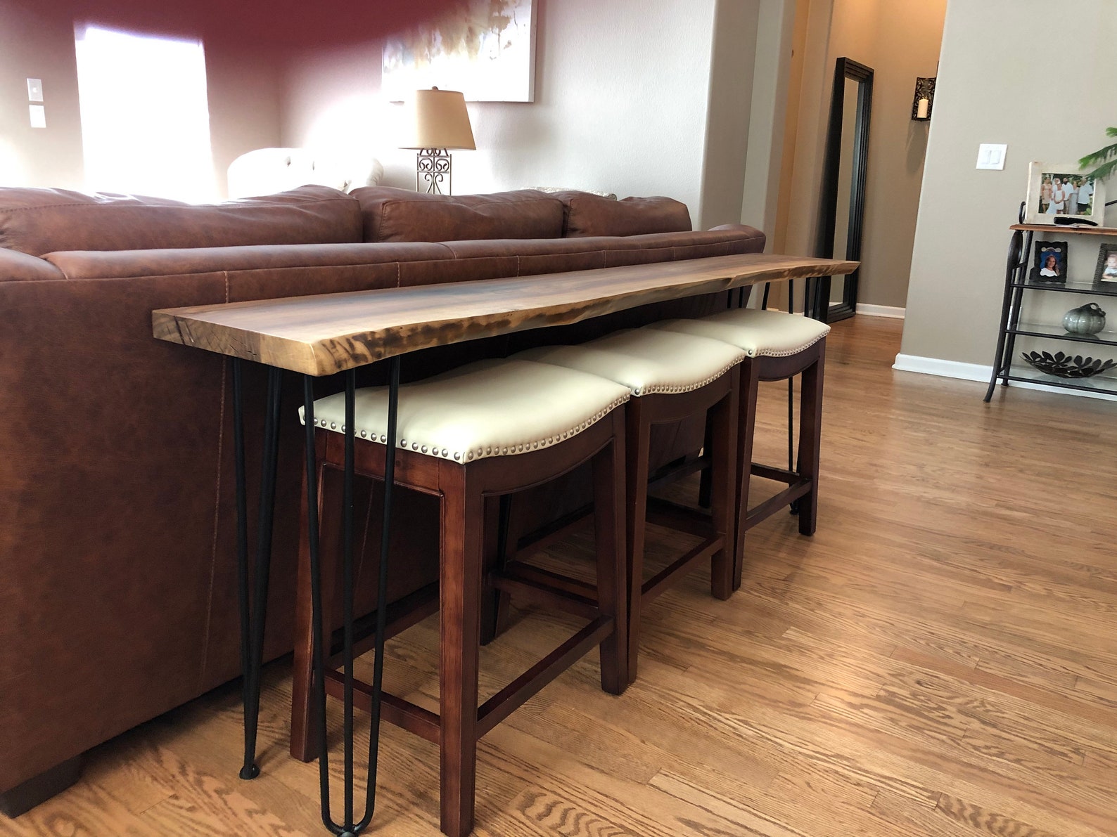 Live Edge Wood Bar Table Handmade Walnut Sofa Table Bar Top | Etsy
