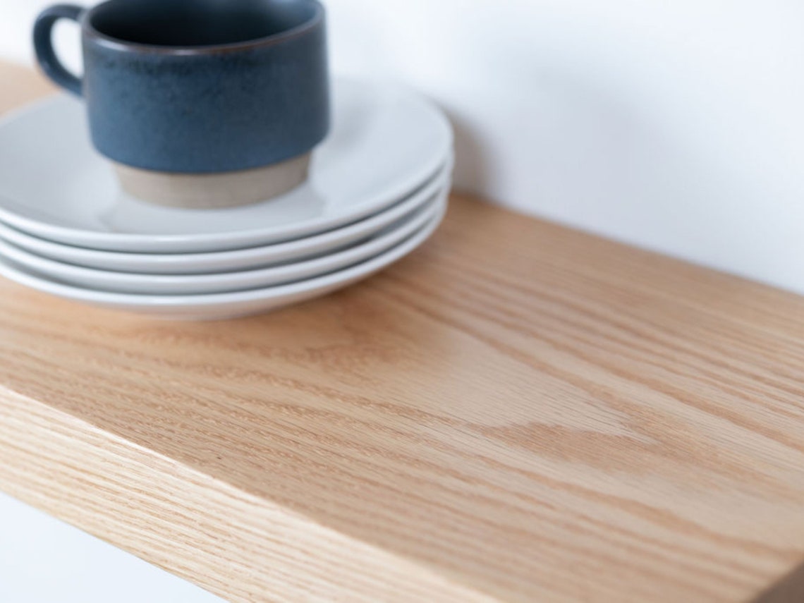White Oak Floating Shelf With Bracket Light Wood Floating - Etsy