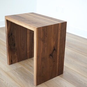 Solid Walnut End Table, Modern Waterfall Side Table Solid Wood End Table, Walnut or White Oak ...