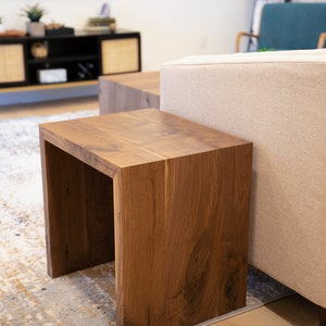 Solid Walnut End Table, Modern Waterfall Side Table Solid Wood End ...