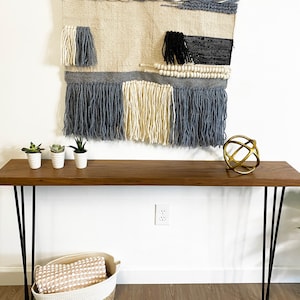 Narrow Console Table in Solid Walnut or Maple With Hairpin Legs - Farmhouse Entry Table, Wall ...