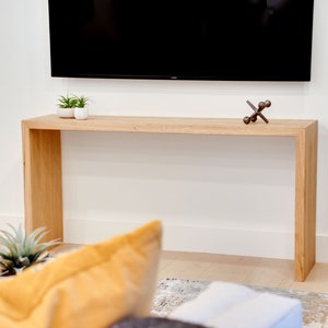 Modern Oak Waterfall Entry Table - Modern Wood Entry Table, TV Console ...