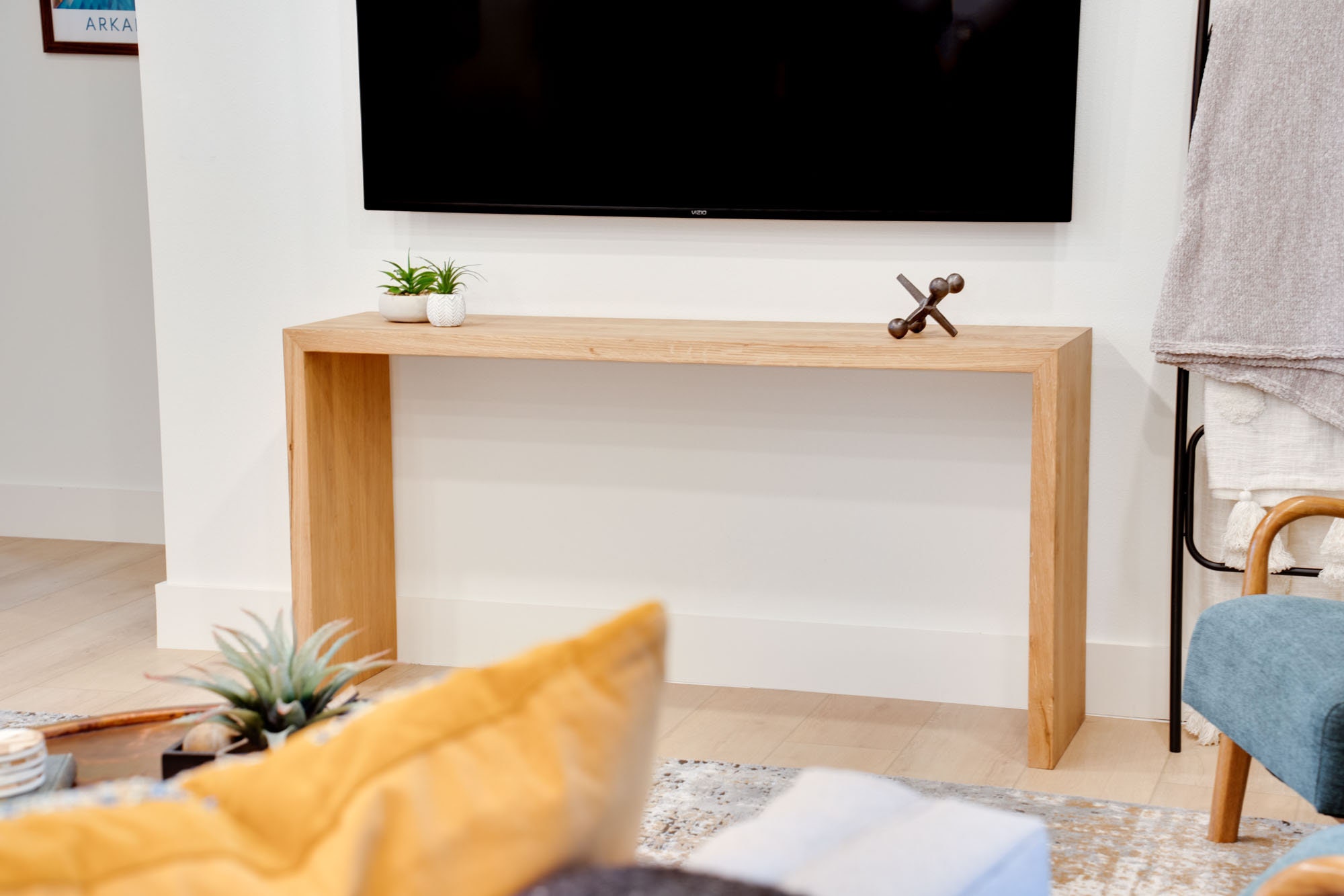Modern Oak Waterfall Entry Table – Solid Wood Console, Entryway Decor ...
