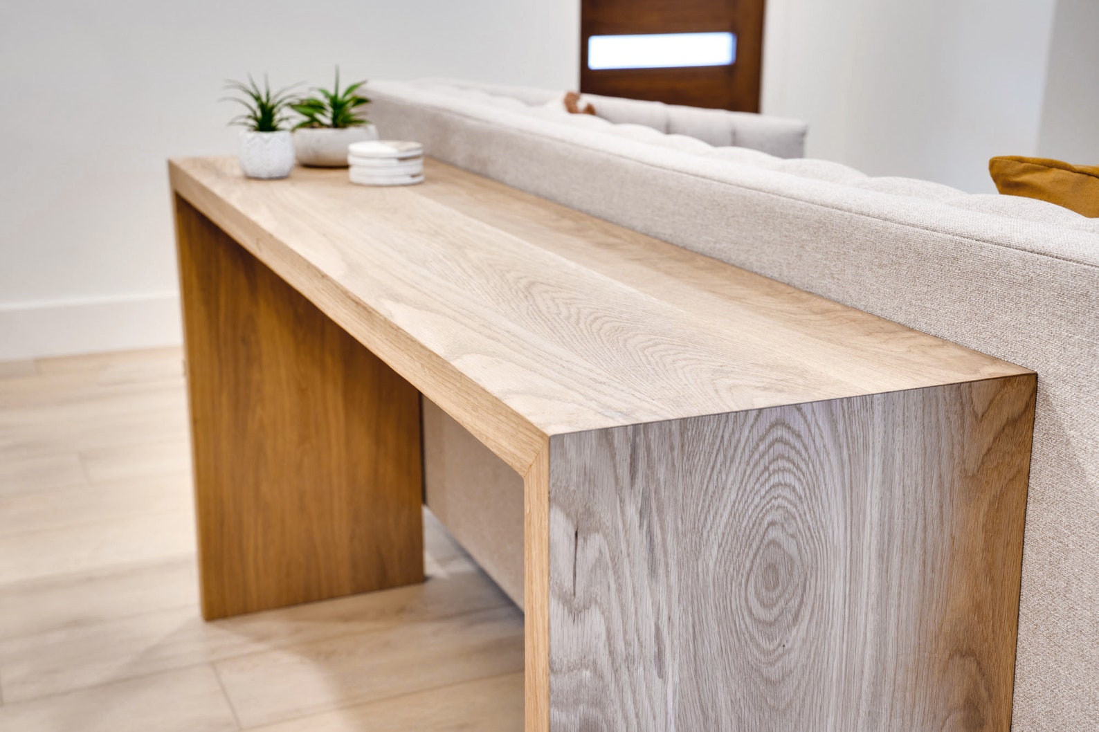 Modern Oak Waterfall Entry Table – Solid Wood Console, Entryway Decor ...