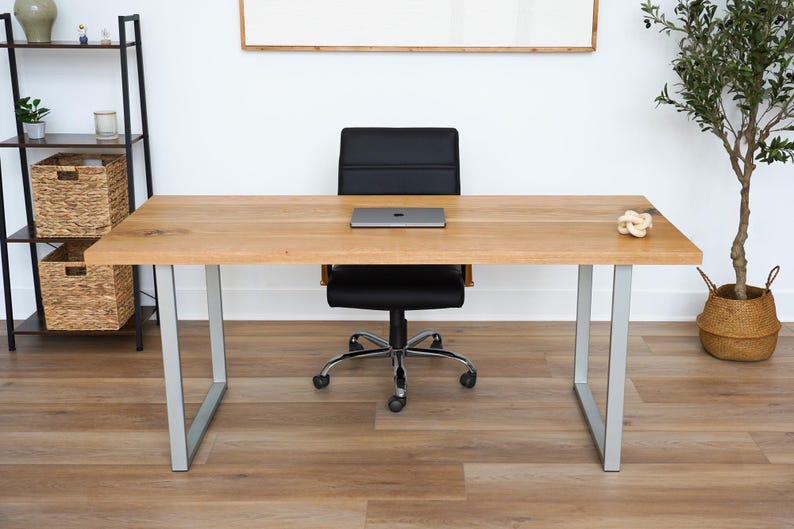 Customizable Solid Oak Desk - Office Desk, Modern Desk, Solid Wood Desk ...