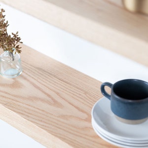 White Oak Floating Shelf With Bracket, Light Wood Floating Shelves ...