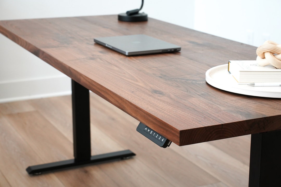 Walnut Standing Desk, Electric Height Adjustable Desk, Solid Wood ...