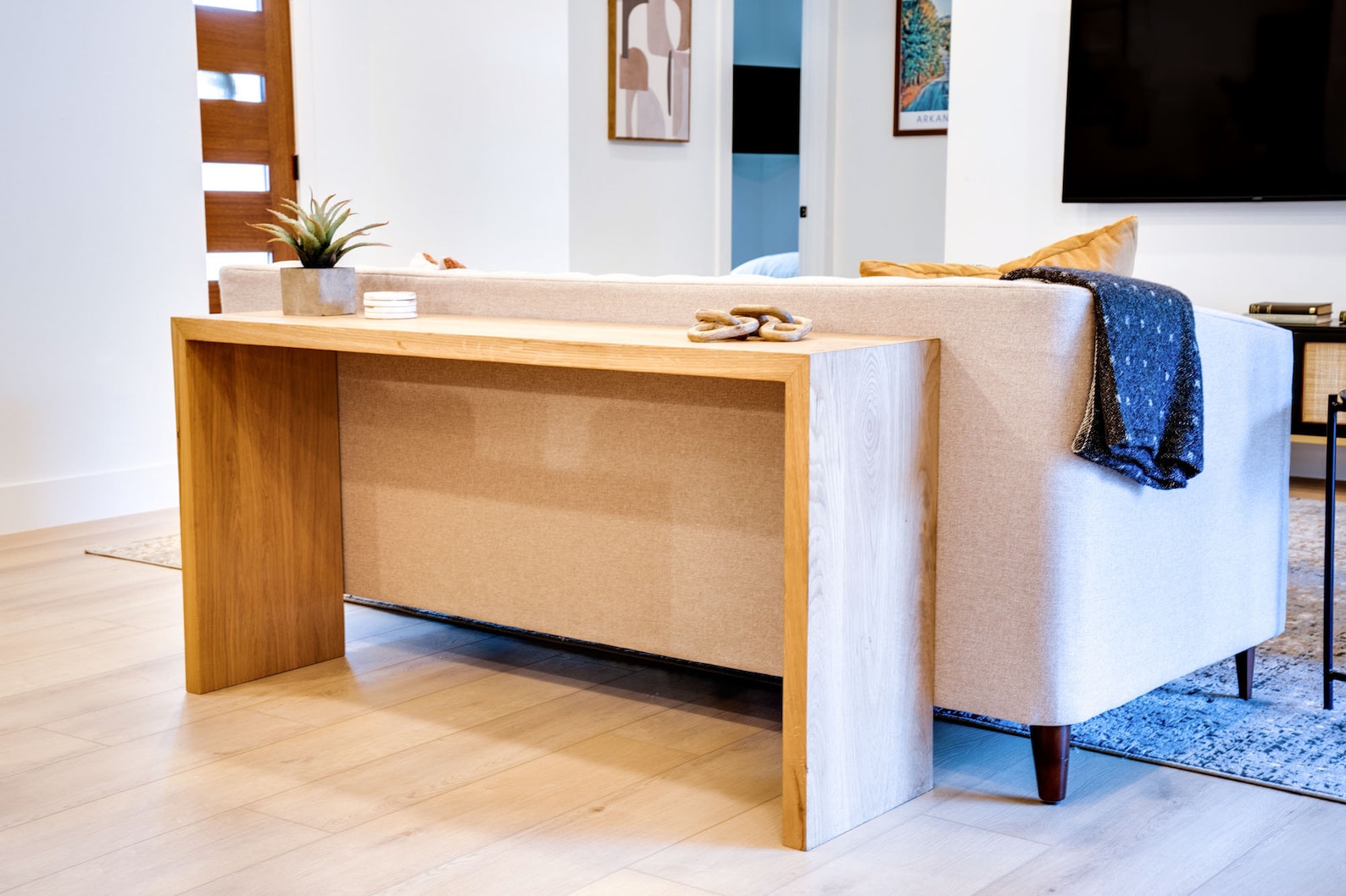 Modern Oak Waterfall Entry Table – Solid Wood Console, Entryway Decor ...